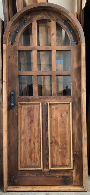 RUSTIC RECLAIMED LUMBER arched top door Pre hung you choose size/glass ...