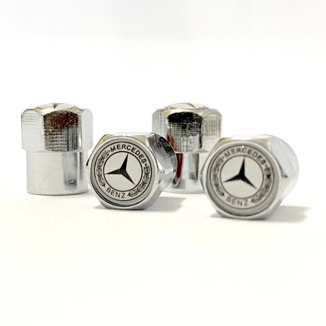 X4 MERCEDES BENZ Metal Dust Air Valve Tyre Stem Caps FIT ALL model - A ...