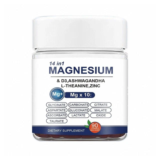 MAGNESIUM CITRATE AND Glycinate Gummies for Adults 14 in 1 Magnesium ...