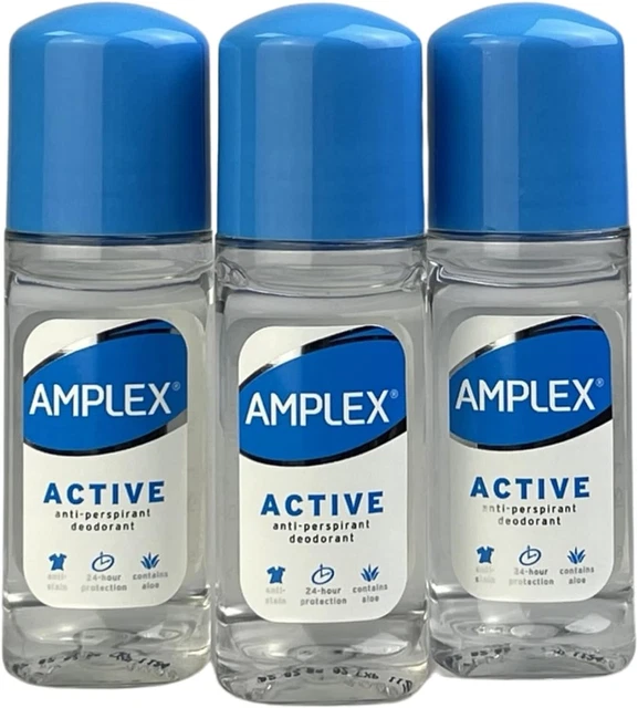 AMPLEX ACTIVE ANTI Perspirant Deodorant Roll On 24hr Protection 50ml x ...