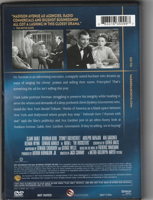 THE HUCKSTERS DVD Region One Ntsc Wb Archive Collection Clark Gable ...