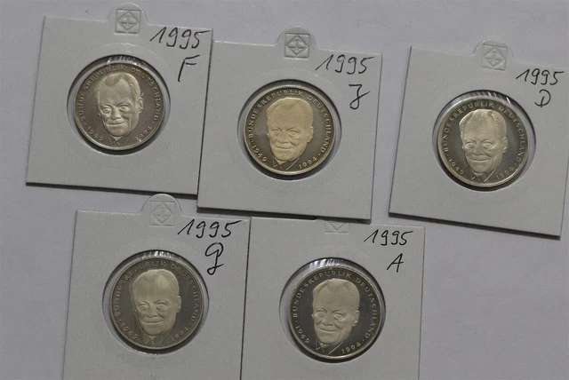 🧭 🇩🇪 DEUTSCHLAND Bund Brandt 2 Mark 1995 Selten Proof - 5 Münzen B71... EUR 110,62 - PicClick DE