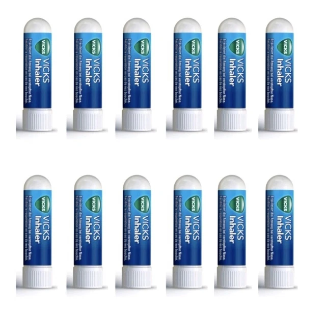 VICKS NASAL STICK Inhaler for Catarrh Relief, Blocked Nose Sinuses X 12 ...