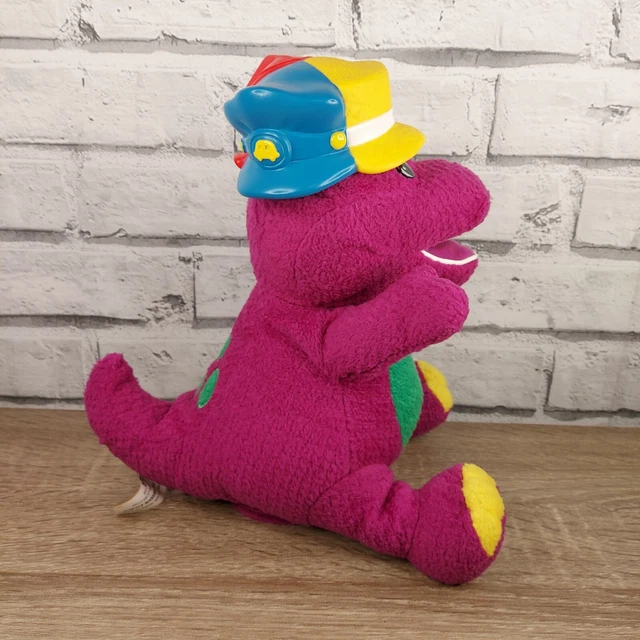 BARNEY SOFT TOY Silly Hat Talking 11" Plush Purple Dinosaur 2001 Mattel ...