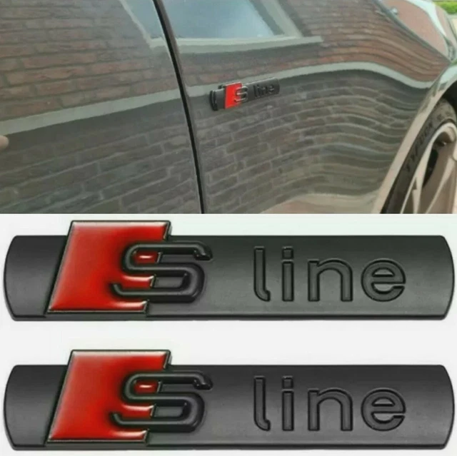 2X LOGO FREGIO STEMMA EMBLEMA AUDI S-LINE A1 A2 A3 A4 A5 A6 A7 A8 Q3 Q5 ...