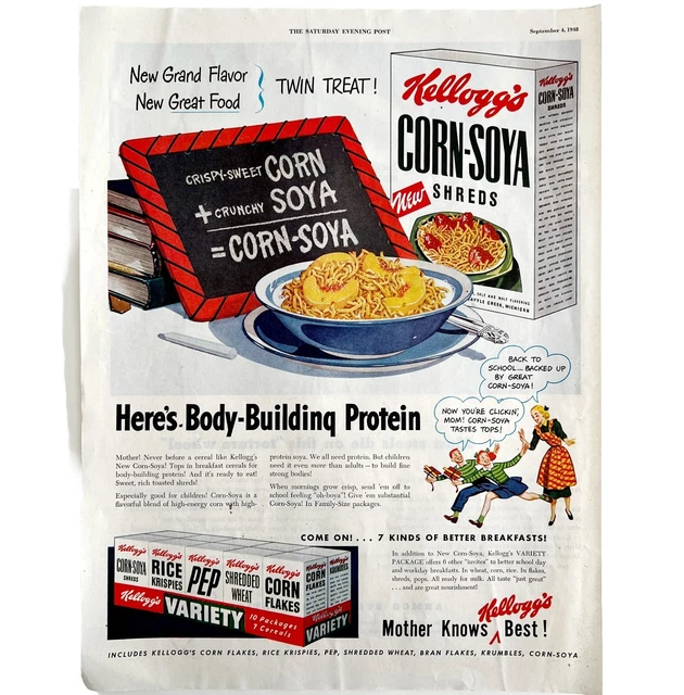 KELLOGGS CORN SOYA Shreds 1948 Advertisement Cereal Variety Pack DWHH4 ...