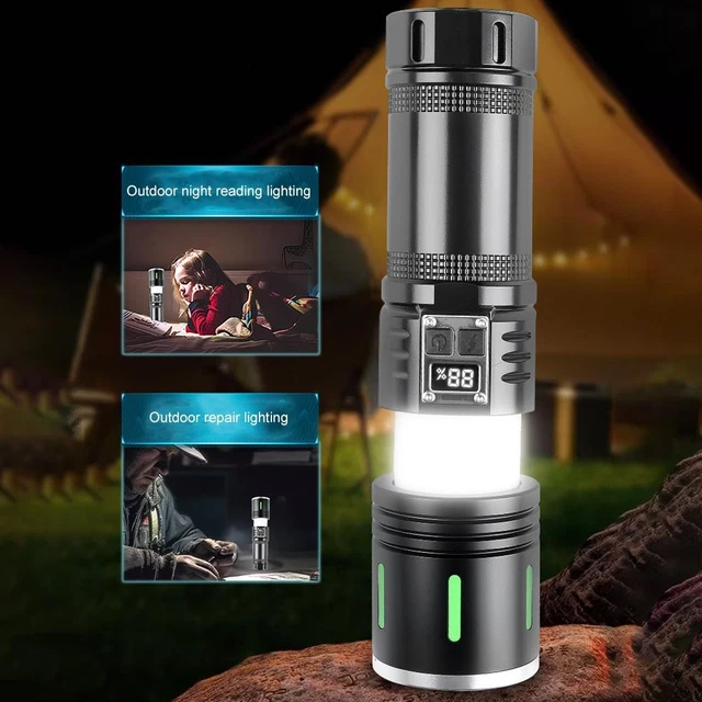 MULTIFUNCTIONAL LONG-RANGE LED Flashlight Type-C Rechargeable Tactical ...