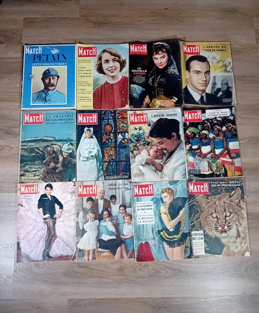 LOT DE 12 Paris Match Revues Années 1950-1960 Vintage Publicités EUR 9 ...