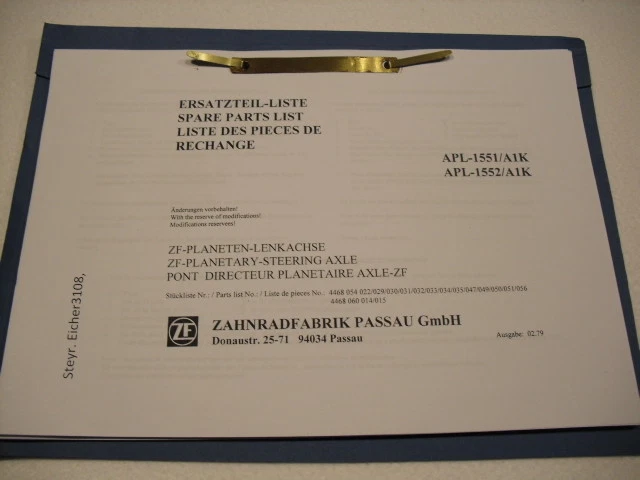 ERSATZTEILLISTE ZF LENKACHSE,APL1551/52, IHC, KHD, Eicher, Schlüter, Steyr EUR 16,00 - PicClick DE