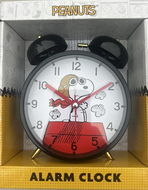 🔥🐶PEANUTS SNOOPY RED Baron Twin Bell Alarm Clock-Retro Analog ...