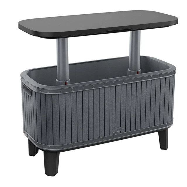 KETER BEVY BAR 56 Liter Cooler with Pop-Up Table Top Bar Cart Serving ...
