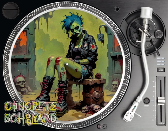 ZOMBIE PIN UP Girl Felt Record Player Turntable Slipmat Mat Punk ...