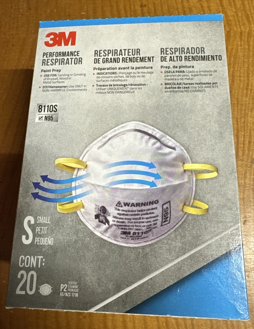 3M PERFORMANCE 811OS Plus N95 Particulate Paint Prep Respirators (20- Pac) Small EUR 22,15 ...