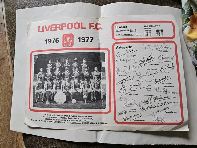 LIVERPOOL FC 1976-77 V Rare Official Club Issued Autograph Sheet (Pre ...