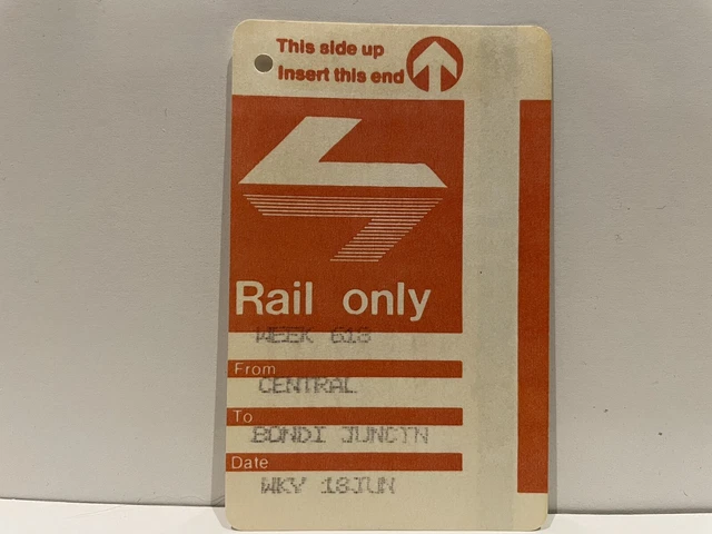 SRA NSW RAILWAY Ticket Rail Only Central to Bondi Junction Weekly EUR 1 ...