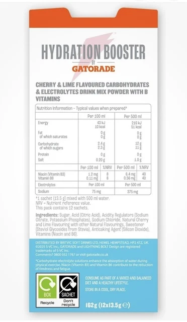 18 X GATORADE Hydration Booster Electrolyte Sachets EXP: JULY 2026 ...