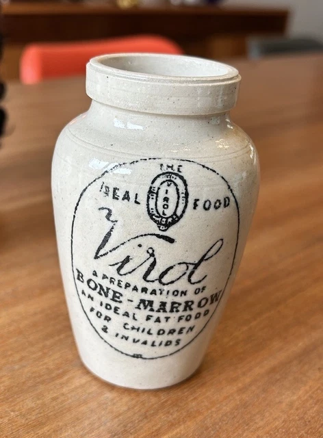 ANTIQUE STONEWARE JAR Virol Bone Marrow Infant Child Invalid Food 11cm ...