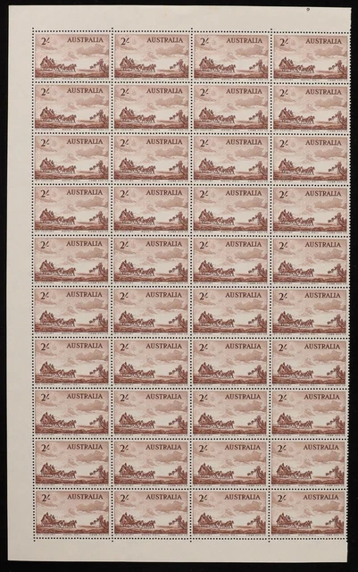 AUSTRALIA 1955 COBB & Co 2/- left half sheet MNH **, ACSC 327 cat $120 ...