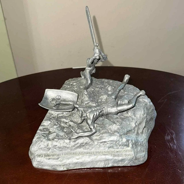 VINTAGE NO WEAPON Formed Against You Isaiah 54:17 Pewter Sculpture ...