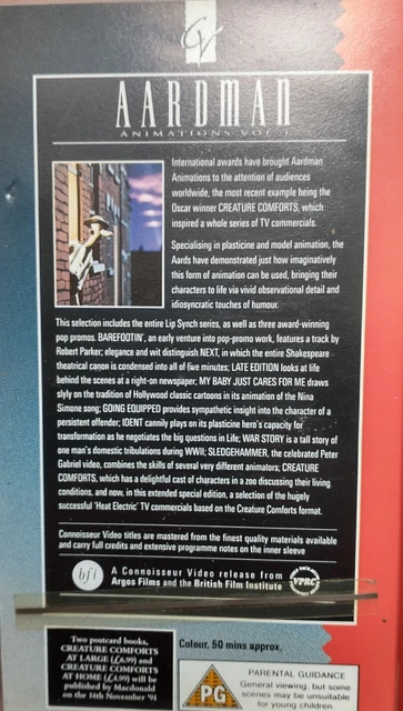 VHS VIDEO CASSETTE Aardman Animation Vol 1 50mins 1991 SPECIAL EXTENDED ...