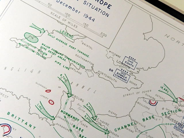 WW2 MAP 1944 Allied Situation Chart Military Operations Western Europe ...