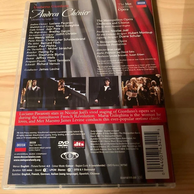 OPERA DVD GIORDANO & Chenier Pavarotti at Metropolitain Theater Used ...