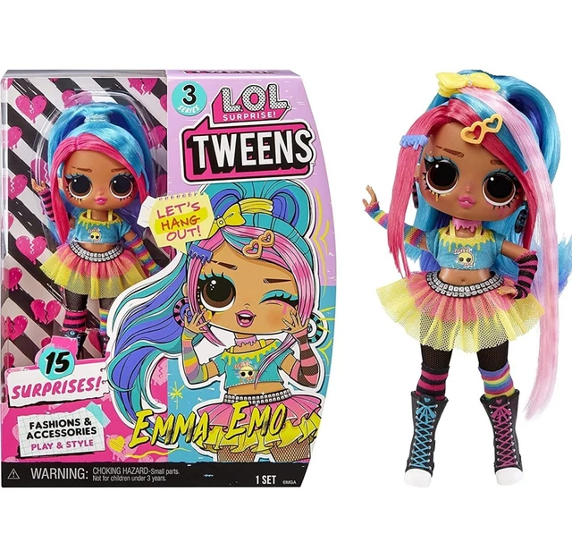 LOL TWEENS EMMA Emo Fashion Doll Set Splatters Sister Omg 15 Surprises ...