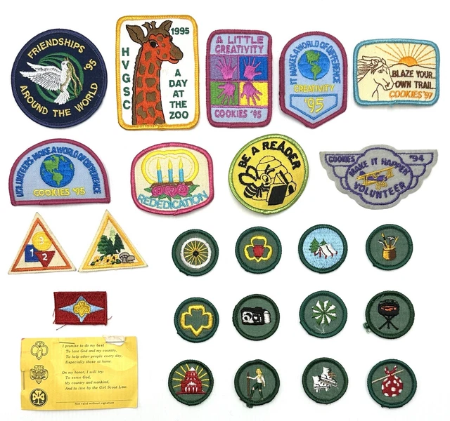 RARE VINTAGE GIRL Scout Patches Badges 70s-90s + Certificate of ...