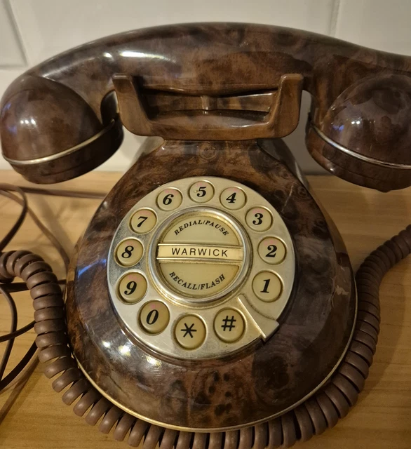 VINTAGE ASTRAL WARWICK Wood Effect Retro Style Push button Telephone ...