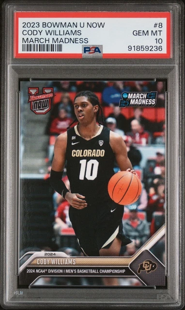 CODY WILLIAMS PSA 10 March Madness Parallel 2024 Bowman U Now #8 Pop 1 ...