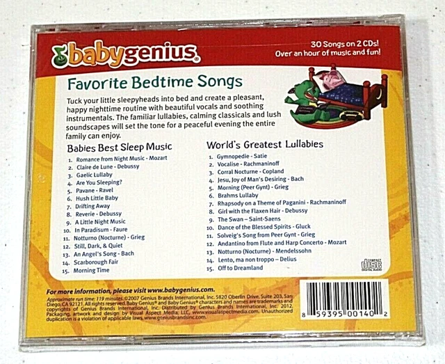 BABY GENIUS CD Favorite Bedtime Song 2 Disc Set 30 Tracks Childrens ...