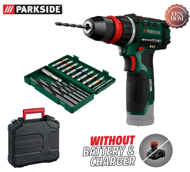 PARKSIDE 12V CORDLESS Drill - BARE UNIT with essential drill ...