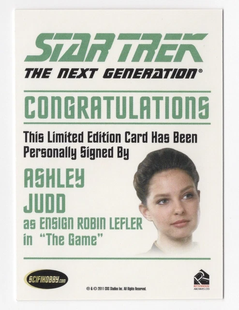 ASHLEY JUDD NEL ruolo di Robin Lefler STAR TREK carta autografa ...