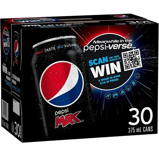 PEPSI MAX COLA Soft Drink, 30 x 375ml Free Shipping AU| $26.49 ...