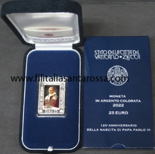 25 EURO PAPA Paolo Vi Vaticano 2022 Argento Silver Colorata ...