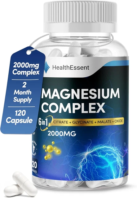 MAGNESIUM SUPPLEMENTS, 6-IN-1 Complex, 2000Mg with Magnesium Citrate ...