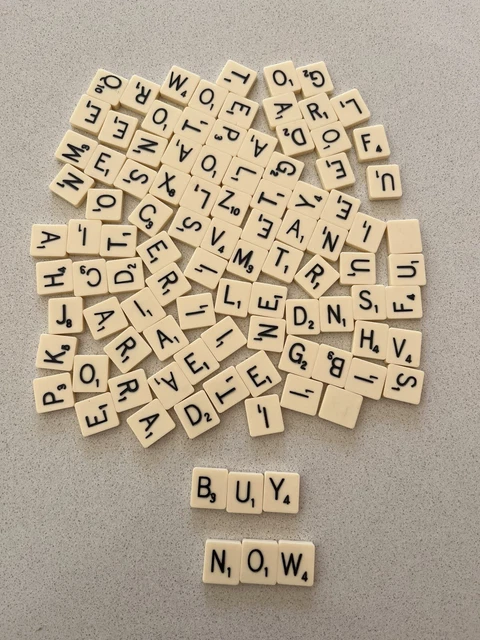 MATTEL SCRABBLE TILES Cream Tile Cream Letters Craft/Card making ...