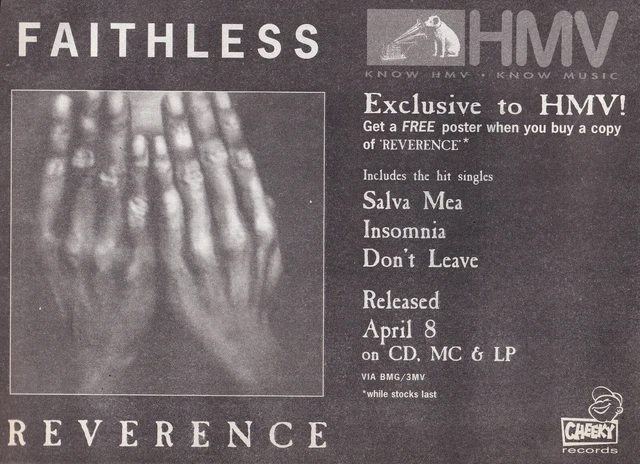 FAITHLESS - REVERENCE - Mini Poster/Magazine Clipping £7.99 - PicClick UK