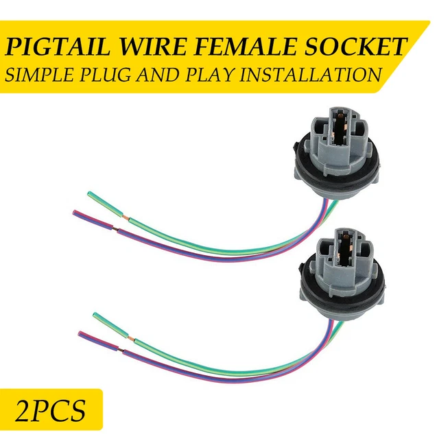 PIGTAIL FEMALE WIRE Socket T20 7440 Two Harness Front Turn Signal ...