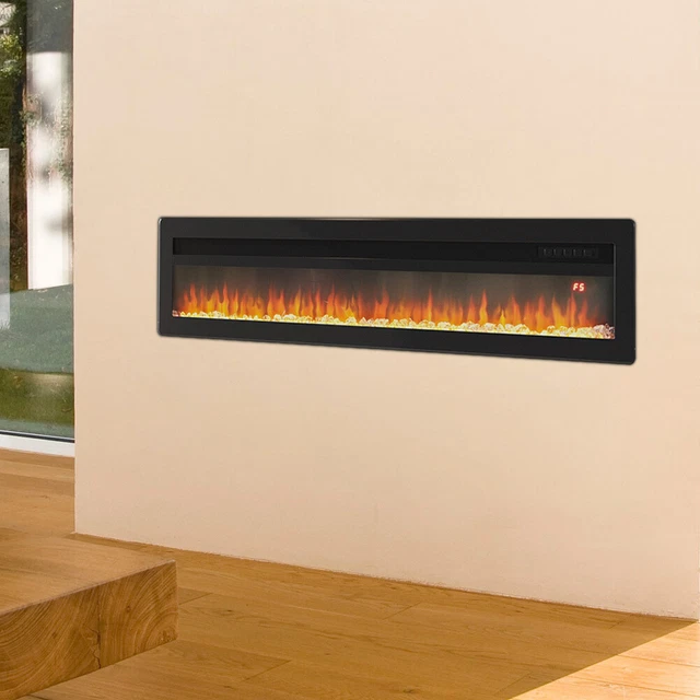 50INCH ELECTRIC FIREPLACE Recessed/Wall Mounted/Freestanding with 9 ...