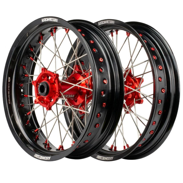 SUPERMOTO WHEEL SET (Black/Red 17x.3.5/17x4.25) for 2021-2024 GasGas ...