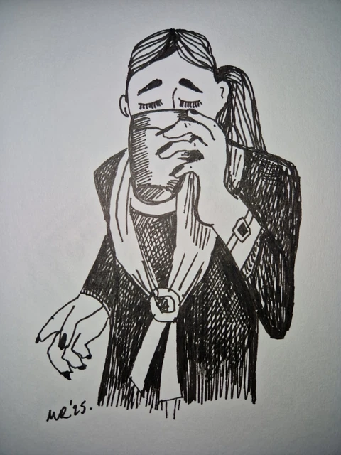 DAILY SKETCH ORIGINAL Ink Drawing '...but first Coffee' by Michelle ...
