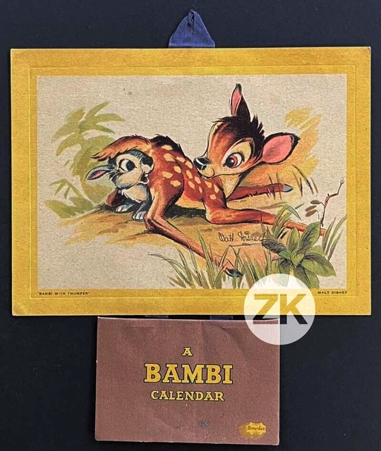 BAMBI WALT DISNEY Thumper CALENDAR Calendrier Animation Faon Lapin ...