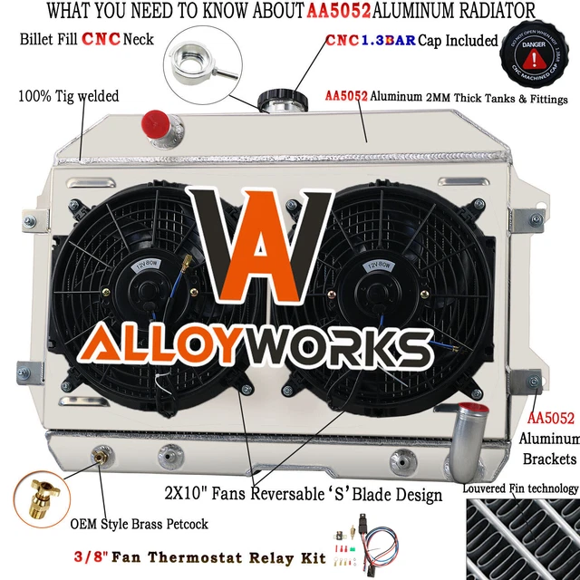 UPGRADED 3 ROW Radiator+Shroud+Fan+Relay Fits Nissan/Datsun 240Z/260Z ...