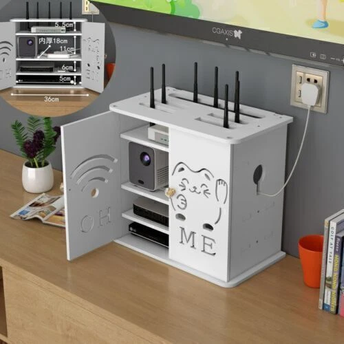 WIFI ROUTER AUFBEWAHRUNGSBOX Regal Wandhalter Kabel Organizer ...