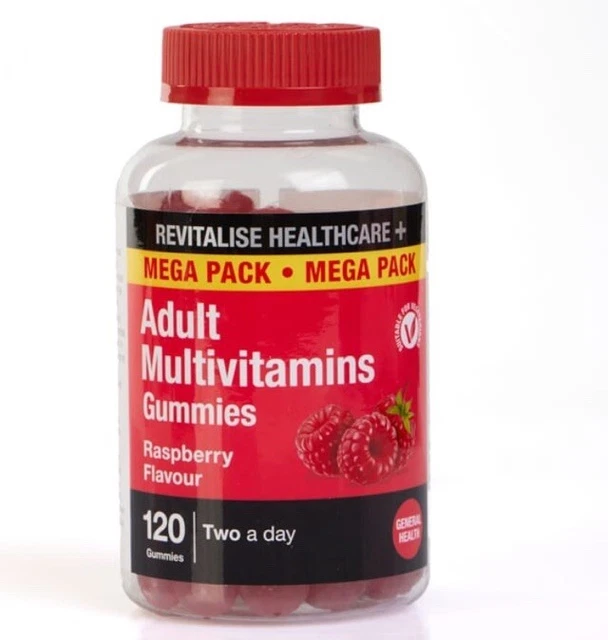 ADULT MULTIVITAMIN GUMMIES | 120 Raspberry Flavour Gummies | Mega Pack ...