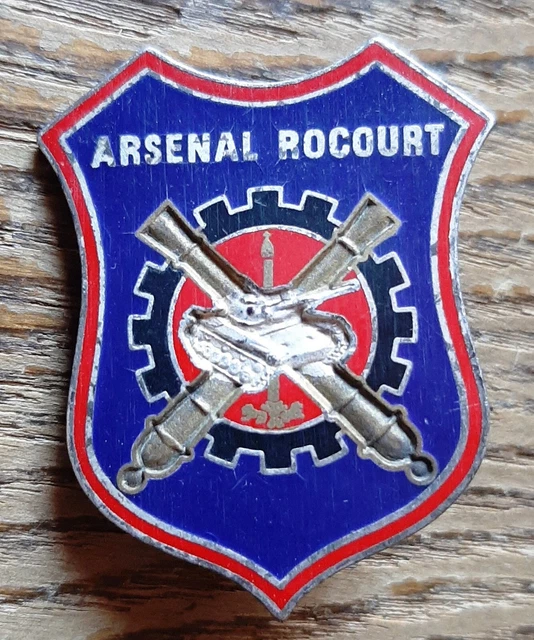 INSIGNE MILITAIRE BELGE BELGIQUE Arsenal ROCOURT Char Tank ORIGINAL ...