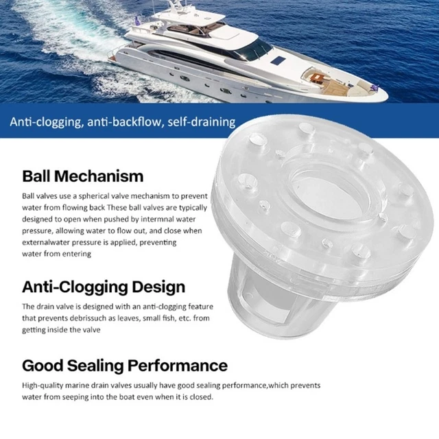 SELF BAILING BALL Scupper Valves Fits Over 1-1/8in Opening Tubes ...