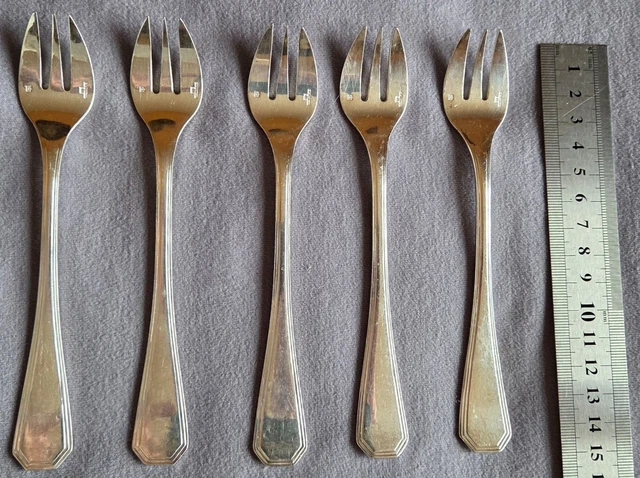 CHRISTOFLE MODÈLE AMERICA : 5 fourchettes à huître en métal argenté - L ...
