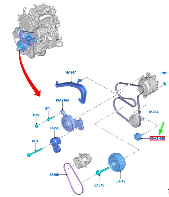 FORD RANGER T6 Tension Pulley Kit 2435492 NEW GENUINE $654.42 - PicClick AU